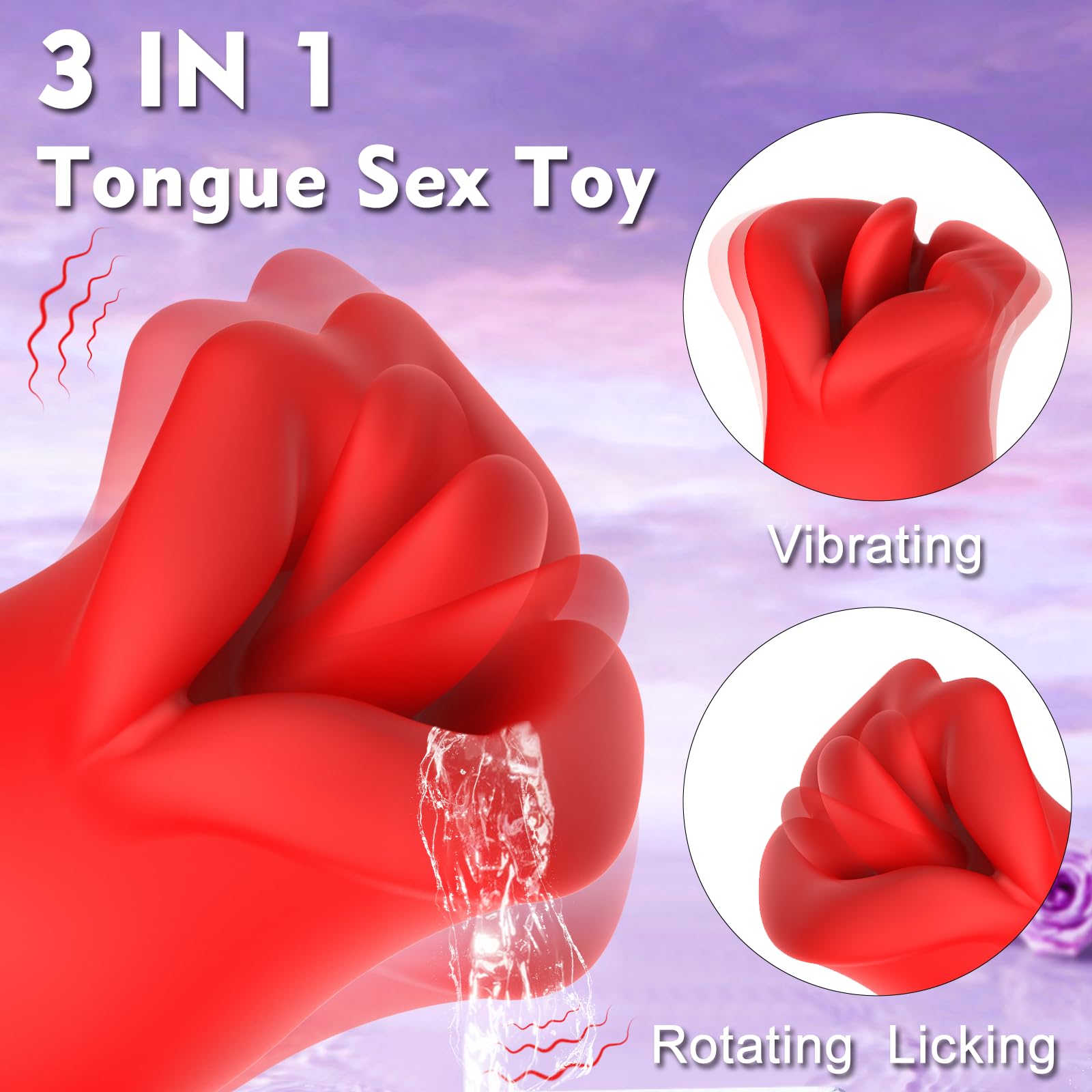 Clitoral Licking Tongue Rotating Vibrator - Adult Oral Toys Female Clit Nipple G-Spot Anal Silicone Stimulator with 7 Powerful Modes, Waterproof Adult Woman Sex Toys & Games for Women Couples Pleasure