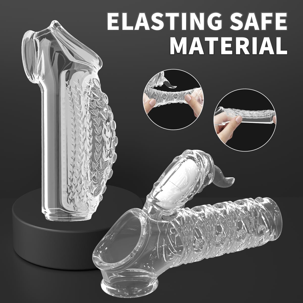 Penis Sleeve Sex Toys,Vibrating Penis Ring Sex Toys for Men with Cock Sleeve,2Pack Clear Penis Enlargement Sleeve Men's Vibrator Adult Sex Toys for Erection Enhancement Adult Toy for Men Couples