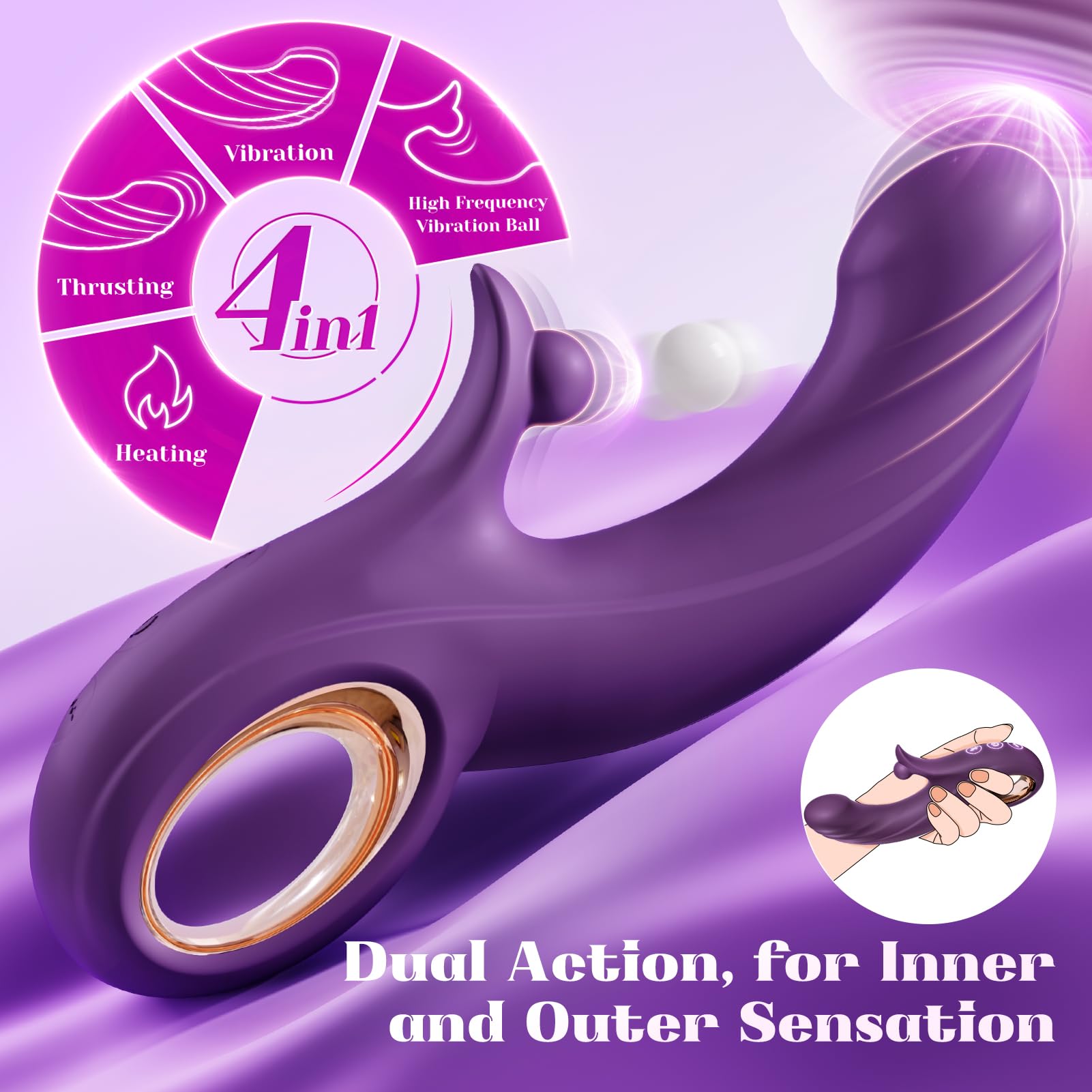 Sex Toys Thrusting Dildo for Women - Adult Toys Thrusting Vibrator with 10 Vibrating 7 Thrusting Modes, G Spot Clitoral Vibrators with Heating, Sex Toy Dildos for Adult Sex Toys & Games Toendi