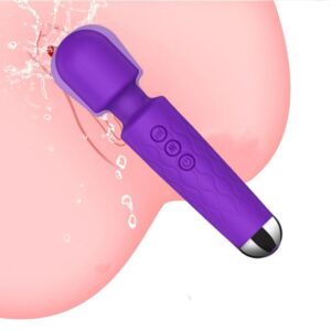 powerful vibrator wand, g spot cordless rechargeable vibrators with 20 patterns & 8 intensity, quiet clit vibrator, clitoris stimulation, dildo, female wand massager for her pleasure adult toys (a)