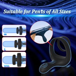 Vibrating Cock Ring Taint Stimulator, Silicone Pleasure Penis Ring Vibrator Couples Adult Sex Toys for Men, Dual Motors 9 Vibrations Remote Control Male Couple Sex Toy, Cock Rings Vibrators for Men