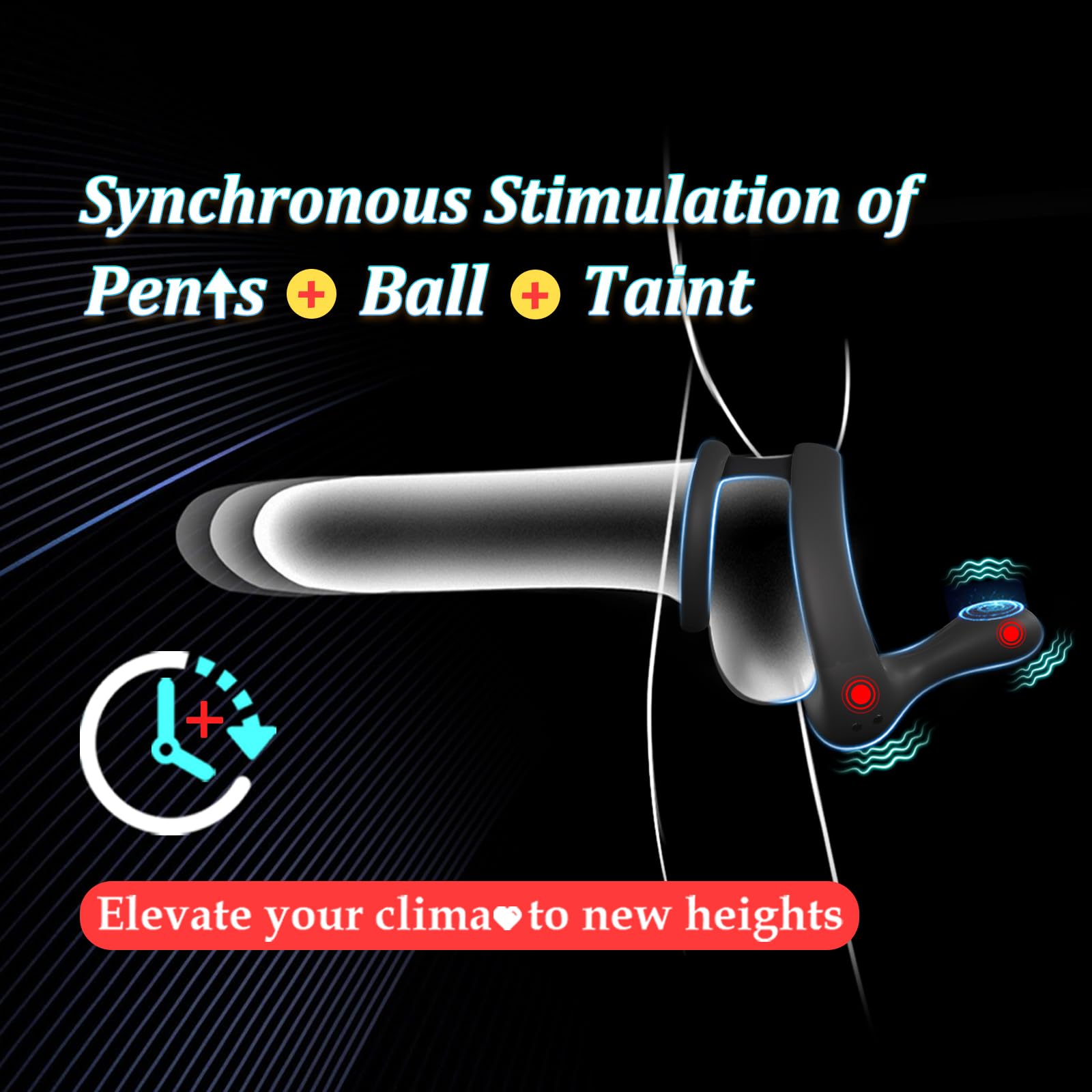 Vibrating Cock Ring Taint Stimulator, Silicone Pleasure Penis Ring Vibrator Couples Adult Sex Toys for Men, Dual Motors 9 Vibrations Remote Control Male Couple Sex Toy, Cock Rings Vibrators for Men