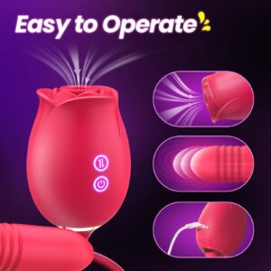 Sucking Sex Toys for Women - Rose Vibrator with Dildo Adult Toys, Sex Stimulator Sucker with 9 Sucking & 9 Thrusting G Spot Vibrators Clitoral Nipple Toys for Womens Sex