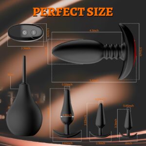 Linsecn 5PCS Vibrating Butt Plug Set Anal Plug Training Kit, Prostate Massager Anal Vibrator with 10 Vibration Modes, Remote Control Anal Dildo Toy Male Adult Sex Toys for Men Women or Couple Pleasure