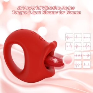 Adult Toys Vibrator for Women, Unique Ring Handle Design Women Sex Toys, 10 Vibration Modes &10 Tongue Licking G Spot Vibrator Stimulator, Waterproof Adult Couples Sex Toys for Clitoral, Nipple, Anal