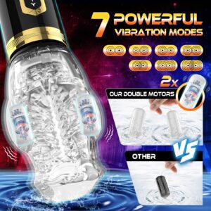 Automatic Blowjob Male Masturbator, Adult Sex Toys for Men, 7 Vibrating & 5 Rotating & 5 Thrusting Modes with Penis Stimulation, Rotating Male Masturbation Pocket Pussy for Men Pleasure Realistic