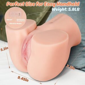 Vibrating Sex Doll - Male Sex Toy for Men Automatic Male Masturbator Mens Sex Dolls Electric Pocket Pussy Fleshy Stroker Sex Toys & 12 Vibration Adult Toys 3D Lifelike Soft Butt Vagina Anal