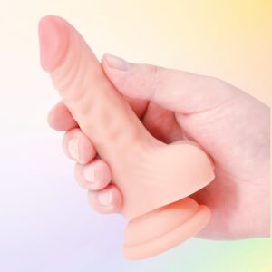 beginner 5 inch silicone dildo,realistic mini lifelike soft dildos with strong suction cup for hands-free play,adult sex toy for women men couples,g-spot stimulation starter dildos anal training toys