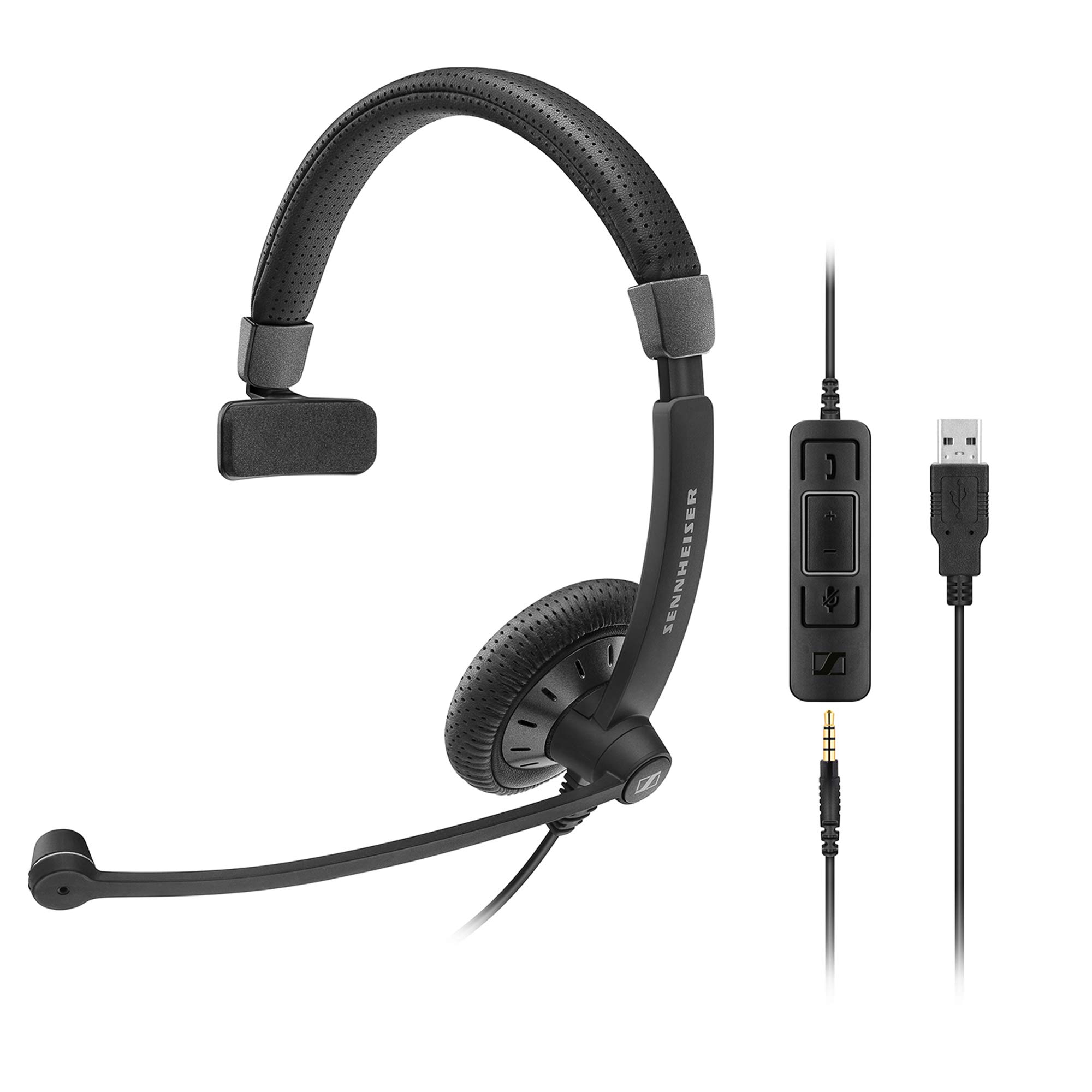 Sennheiser SC 45 USB MS (507083) - Single-Sided Business Headset | For Skype for Business, Mobile Phone, Tablet, Softphone, and PC | HD Sound & Noise-Cancelling Microphone (Black)