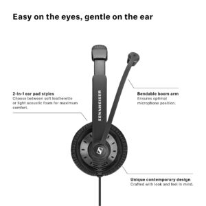 Sennheiser SC 45 USB MS (507083) - Single-Sided Business Headset | For Skype for Business, Mobile Phone, Tablet, Softphone, and PC | HD Sound & Noise-Cancelling Microphone (Black)