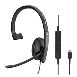 sennheiser sc 130 usb-c (508353) - single- sided (monaural) headset for business professionals | with hd stereo sound, noise-canceling microphone, & usb-c connector (black)