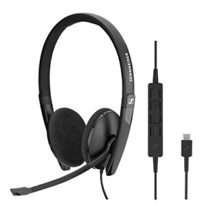 sennheiser sc 160 usb-c (508354) - double- sided (binaural) headset for business professionals | with hd stereo sound, noise-canceling microphone, & usb-c connector (black)