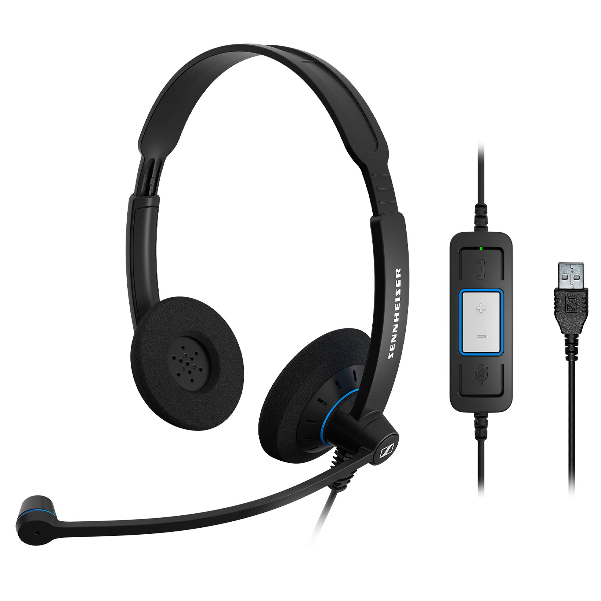 Sennheiser SC 60 USB CTRL (504549) - Double-Sided Business Headset | For Unified Communications | with HD Sound, Noise-Cancelling Microphone, & USB Connector (Black)