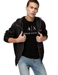 a|x armani exchange mens classic crew logo tee t shirt, black, small us