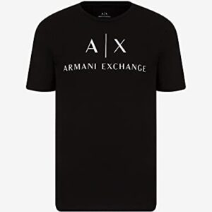 A|X ARMANI EXCHANGE mens Classic Crew Logo Tee T Shirt, Black, Small US