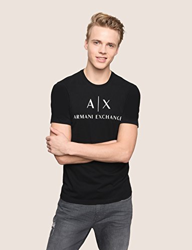 A|X ARMANI EXCHANGE mens Classic Crew Logo Tee T Shirt, Black, Small US