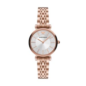 emporio armani women's two-hand rose gold-tone stainless steel watch (model: ar11446)