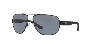 a|x armani exchange men's ax2012s rectangular sunglasses, matte black/grey polarized, 62 mm