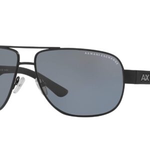 A|X ARMANI EXCHANGE Men's AX2012S Rectangular Sunglasses, Matte Black/Grey Polarized, 62 mm