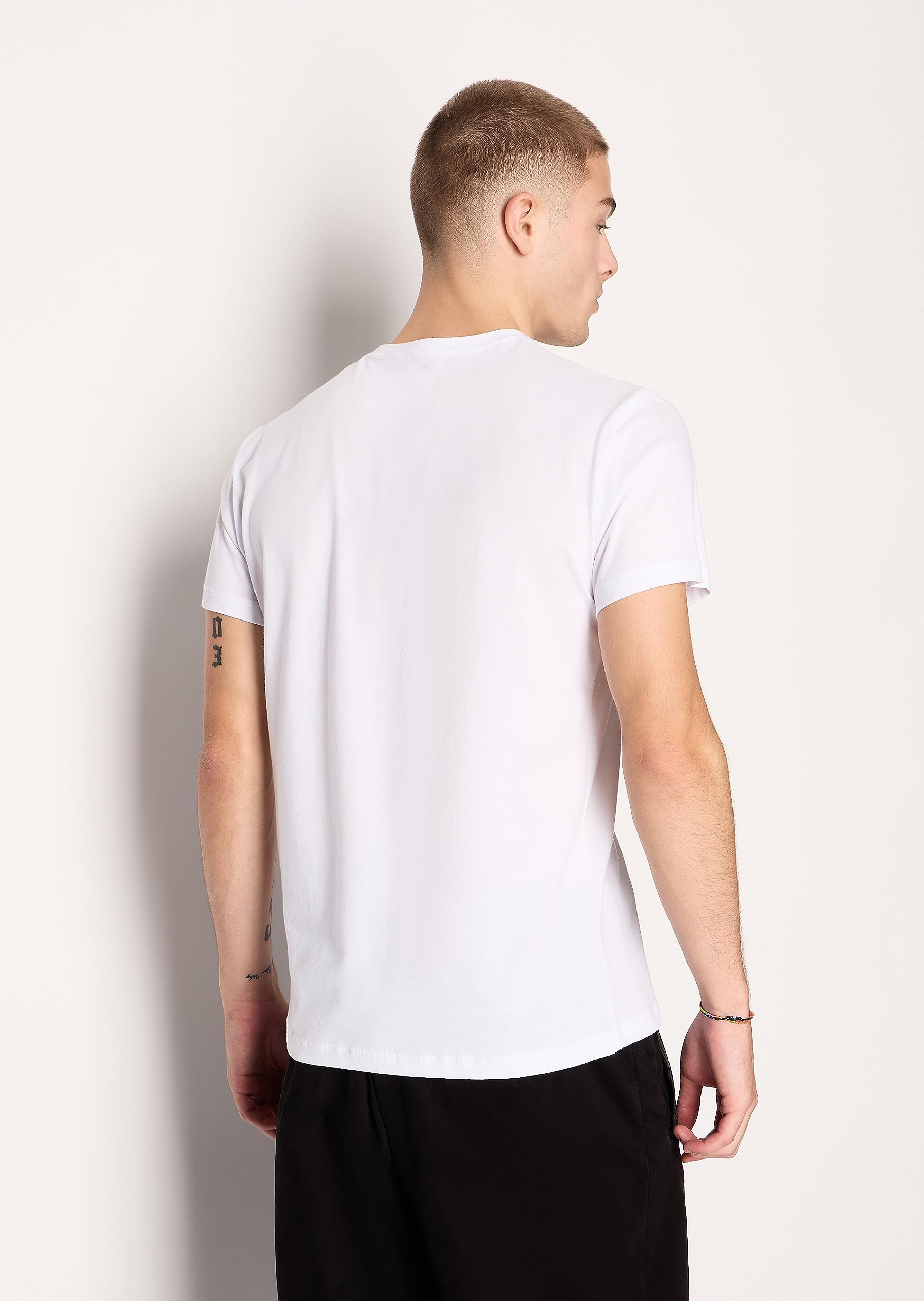 A | X ARMANI EXCHANGE Men's Slim Fit Illusion Box Logo Tee, White, L