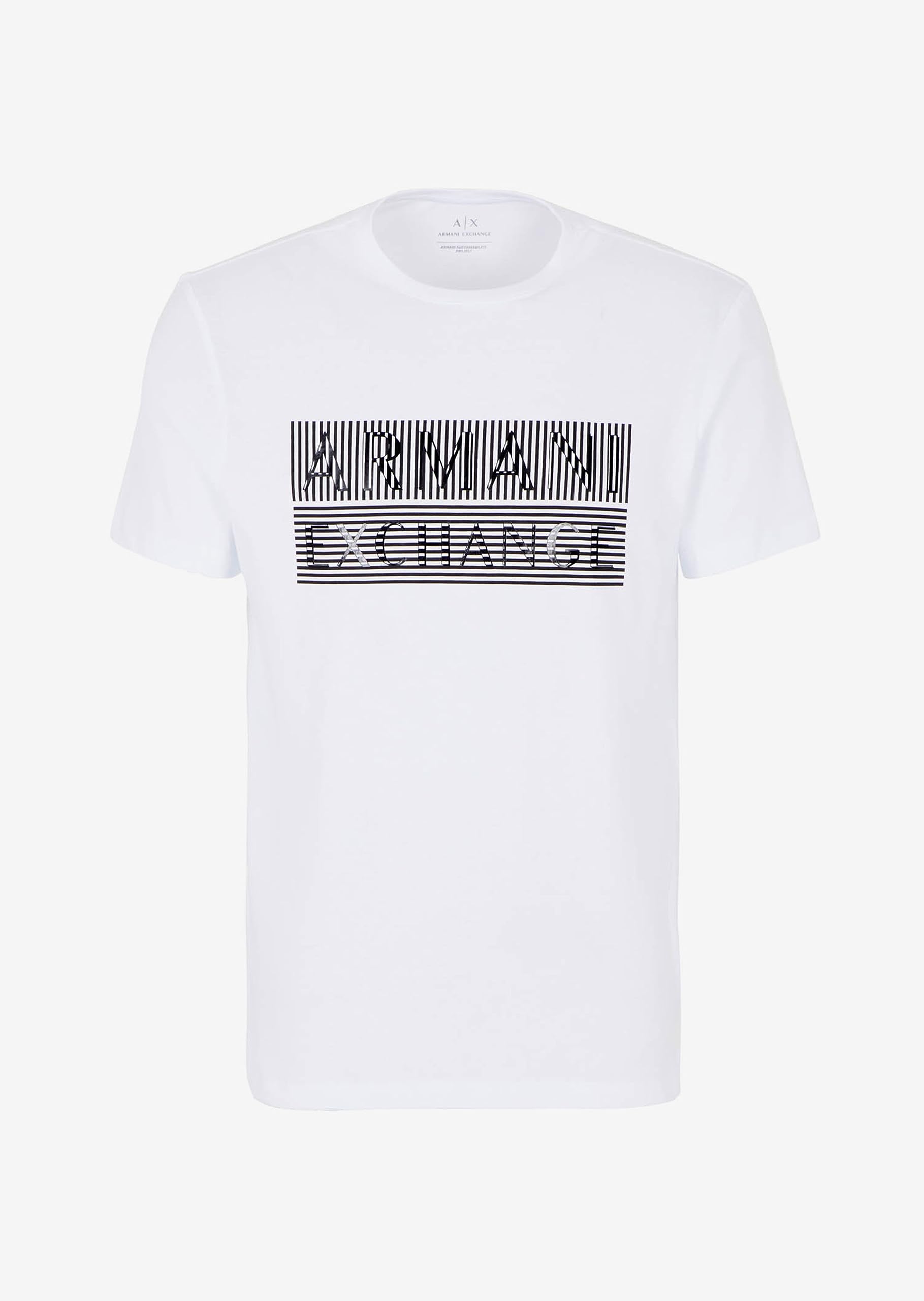 A | X ARMANI EXCHANGE Men's Slim Fit Illusion Box Logo Tee, White, L