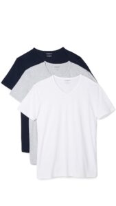 emporio armani men's cotton v-neck t-shirt, 3-pack, grey/white/navy, large