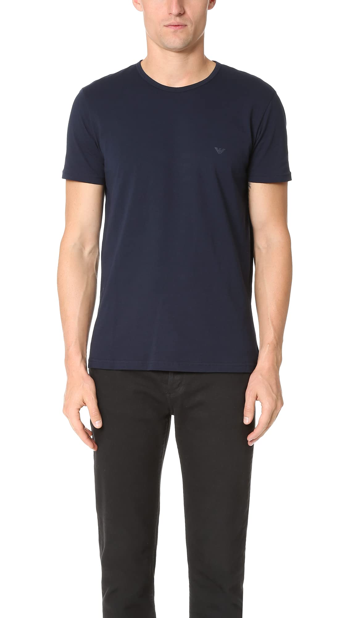 Emporio Armani Men's Cotton Crew Neck T-shirt Base Layer Top, Grey/Navy/Black, Medium US