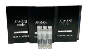 giorgio armani men armani code edt sample spray perfume 1.2ml /.04 oz - 3 pcs set