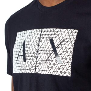 A|X ARMANI EXCHANGE mens Crew Neck Logo Tee T Shirt, Grid Logo Navy, X-Large US