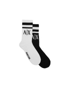 a|x armani exchange mens logo crew socks winter accessory set, nero/bianco/black/white, large-x-large us