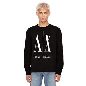 a｜x armani exchange men's icon project embroidered pullover sweatshirt, black, xl