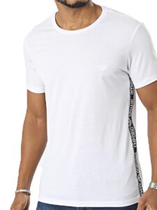 emporio armani men's denim taping crew neck t-shirt, white, extra large