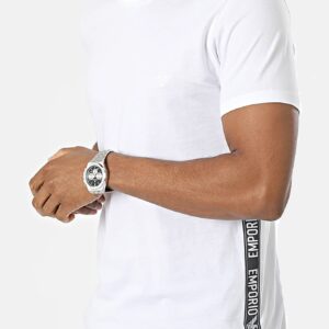 Emporio Armani Men's Denim Taping Crew Neck T-Shirt, White, Extra Large