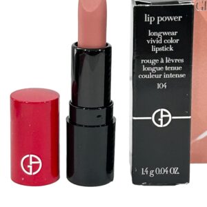 GIORGIO ARMANI Lipstick MINI SELFLESS (nude) Lip Power Longwear Vivid Color # 104 (looks NUDE) - 1.4 g / 0.04 oz (MINI/SMALL/SAMPLE SIZE/TRAVEL SIZE) - 0258