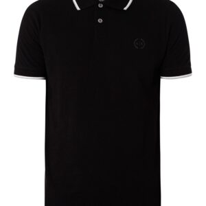 A|X Armani Exchange Men's Short Sleeve Jersey Knit Polo, Black, XL