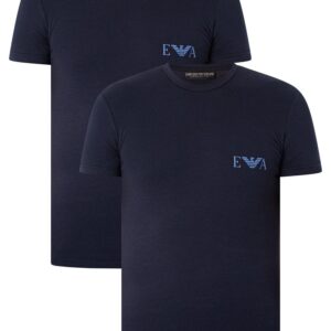 Emporio Armani Men's Bold Monogram 2 Pack T-Shirt, Marine/Marine