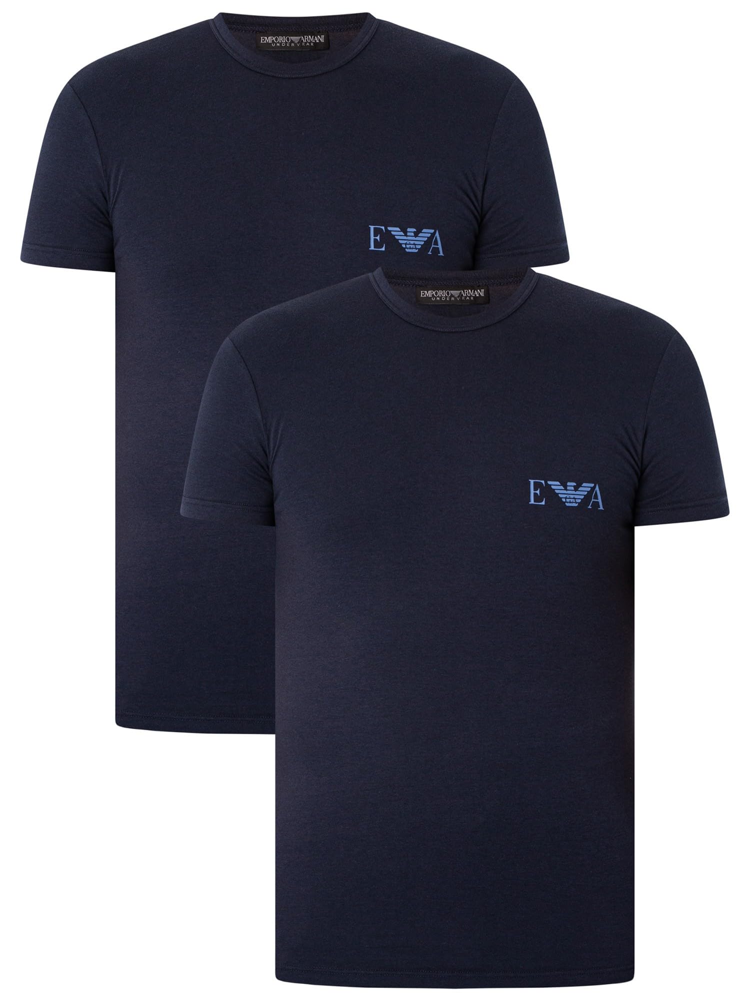 Emporio Armani Men's Bold Monogram 2 Pack T-Shirt, Marine/Marine