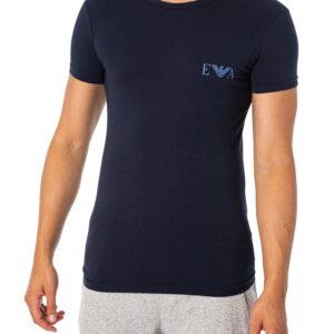 Emporio Armani Men's Bold Monogram 2 Pack T-Shirt, Marine/Marine