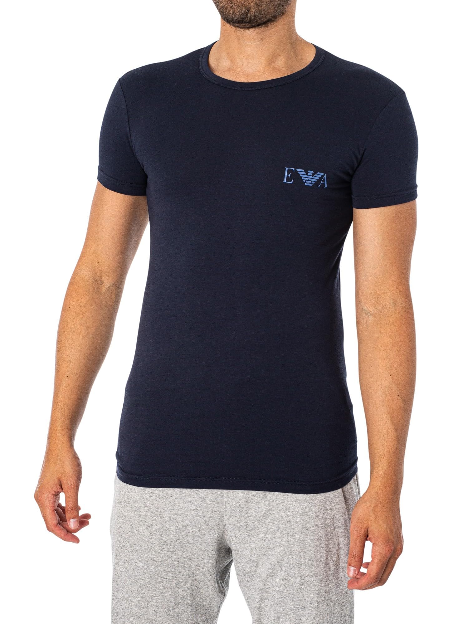 Emporio Armani Men's Bold Monogram 2 Pack T-Shirt, Marine/Marine