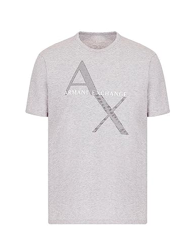 A|X ARMANI EXCHANGE mens Tonal and Contrast Logo Core Crew Neck T Shirt, Quilted Logo Heather Grey, XX-Large US