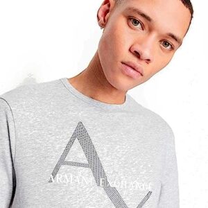 A|X ARMANI EXCHANGE mens Tonal and Contrast Logo Core Crew Neck T Shirt, Quilted Logo Heather Grey, XX-Large US