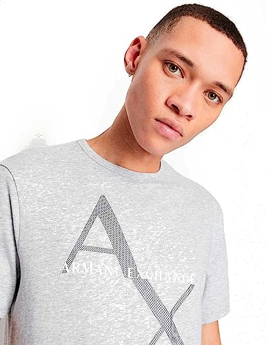 A|X ARMANI EXCHANGE mens Tonal and Contrast Logo Core Crew Neck T Shirt, Quilted Logo Heather Grey, XX-Large US