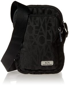 a | x armani exchange zip top fabric crossbody bodypack, black/black