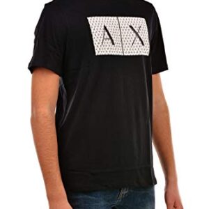 A|X ARMANI EXCHANGE mens Crew Neck Logo Tee T Shirt, Grid Logo Navy, Medium US