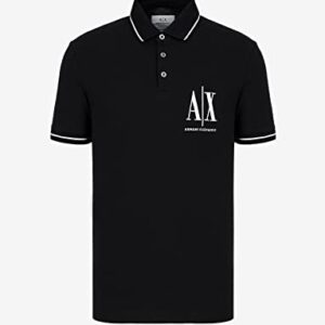 A | X ARMANI EXCHANGE Men's Embroidered Icon Logo Polo Shirt, Black, XL