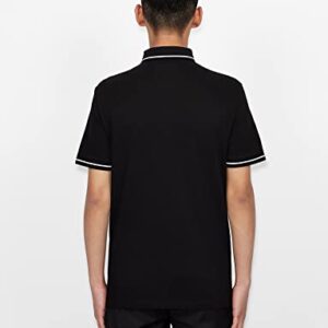 A | X ARMANI EXCHANGE Men's Embroidered Icon Logo Polo Shirt, Black, XL