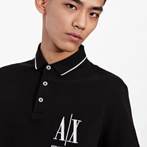 A | X ARMANI EXCHANGE Men's Embroidered Icon Logo Polo Shirt, Black, XL