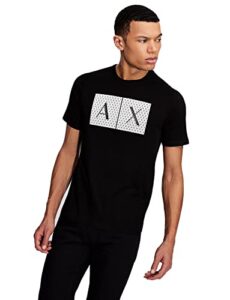 a|x armani exchange mens crew neck logo tee t shirt, grid logo black, x-large us