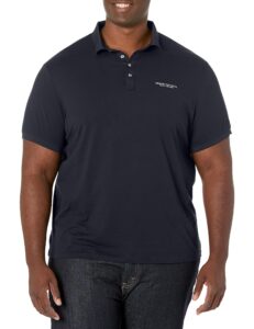 a｜x armani exchange men's short sleeve contrast logo jersey polo, navy, m