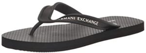 a | x armani exchange men's logo flip flop, black, 10